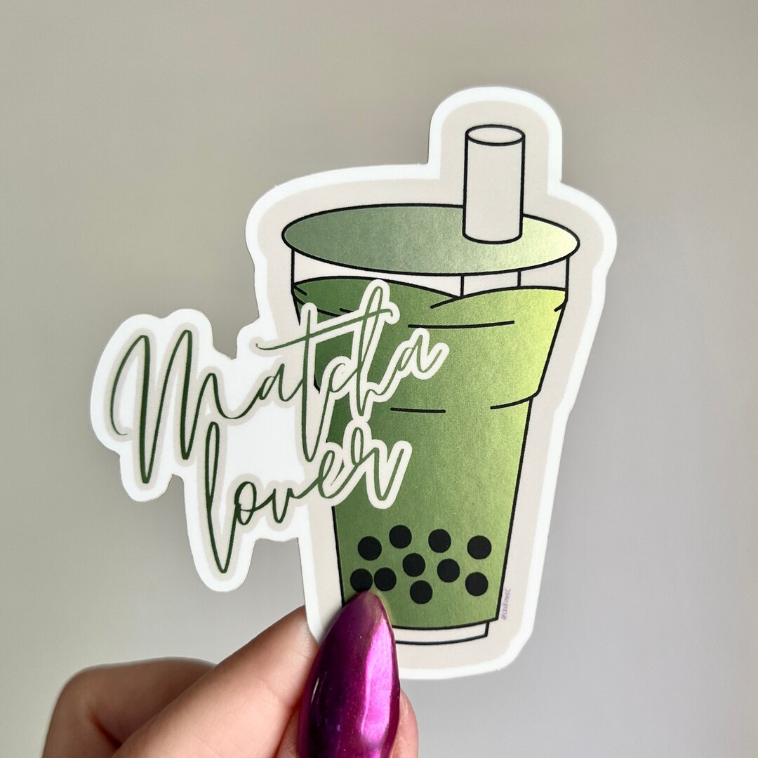 Matcha Lover Boba Tea Mirror Waterproof Die Cut Sticker - Etsy