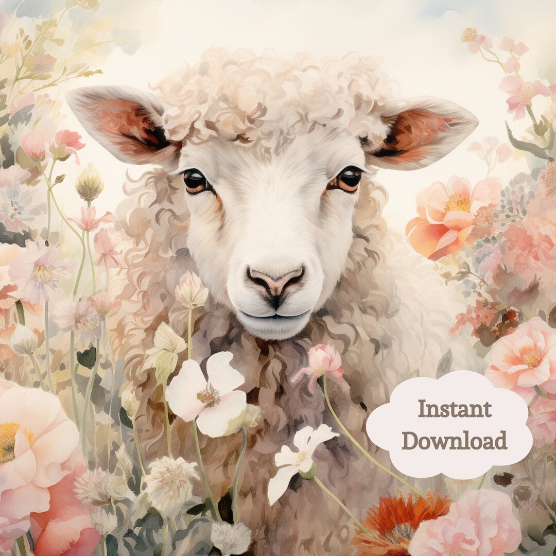 Lamb Art Print Digital Download - 8x8 PNG File, 300 Dpi, High-res 300 ...