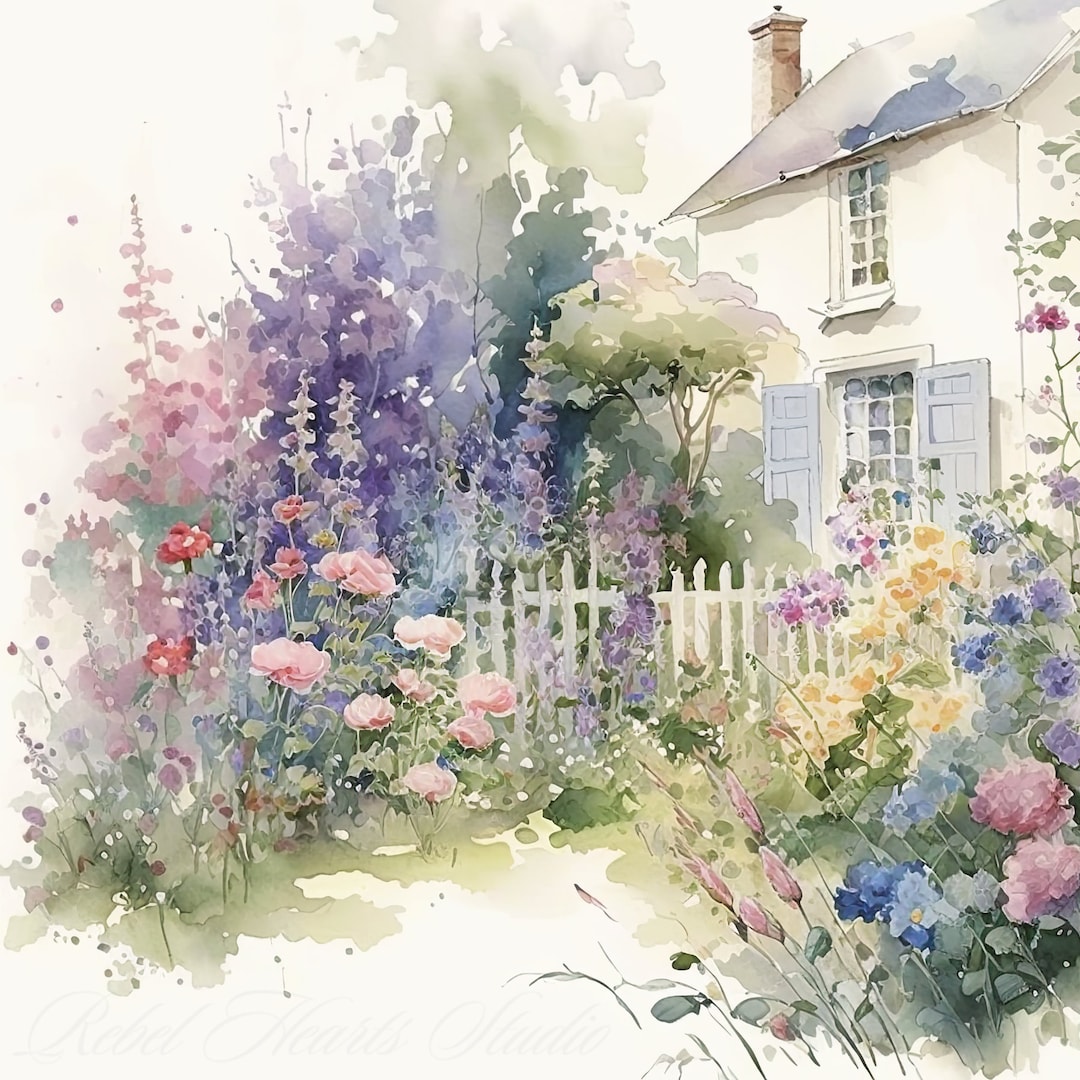 Garden Haven English Garden Instant Download | Watercolor Art Print ...
