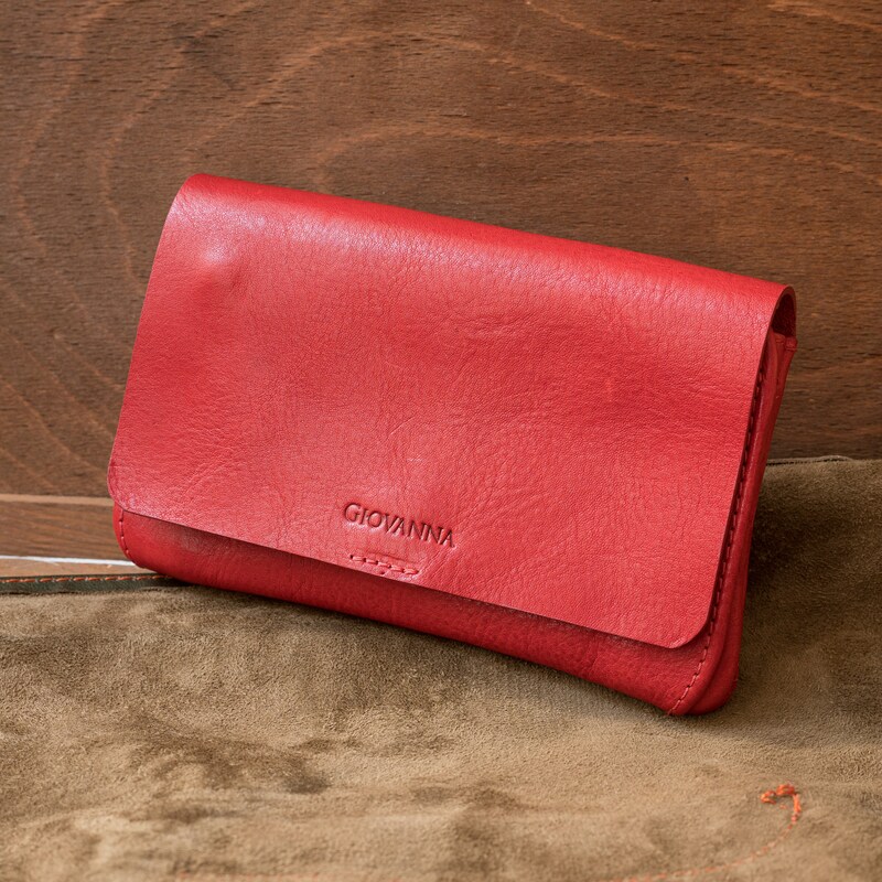 Red Leather Wallet - Etsy