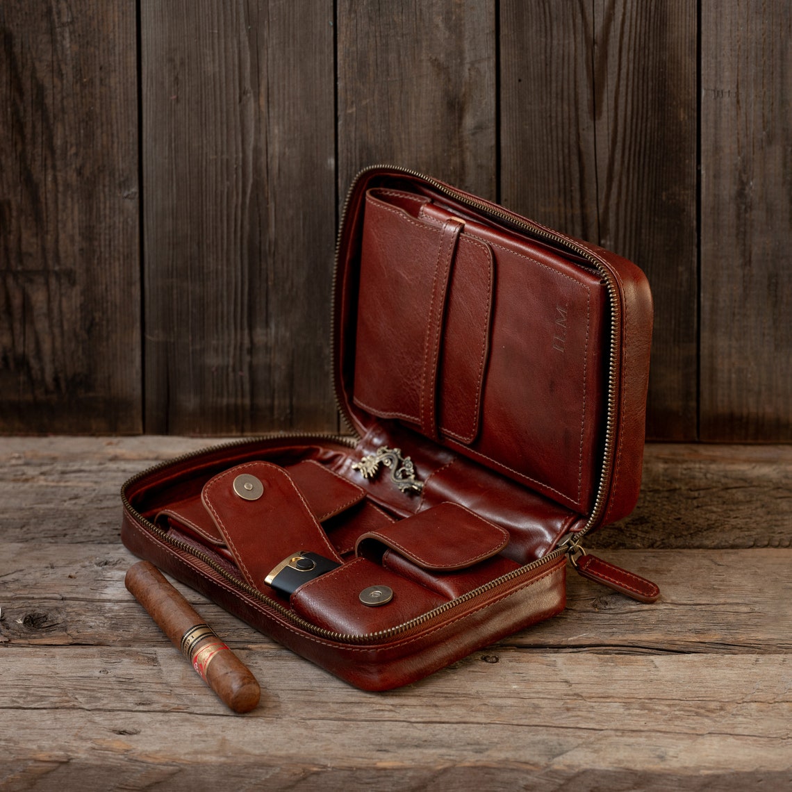 Genuine Leather Cigar Case, Premium Cigar Holder, Personalized Cigar ...