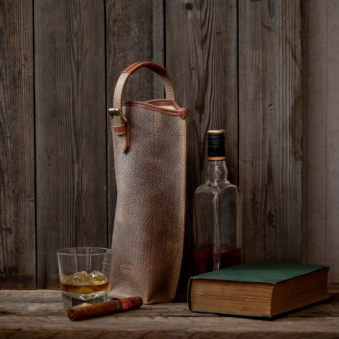 Leather Bag for Bottle, Leather Bottle Carrier, Personalized Case ...