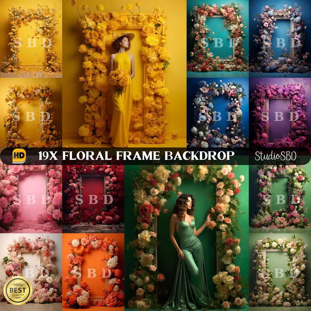 19 HD Floral Frame Backdrops: Fine Art Photography Overlays (digital ...