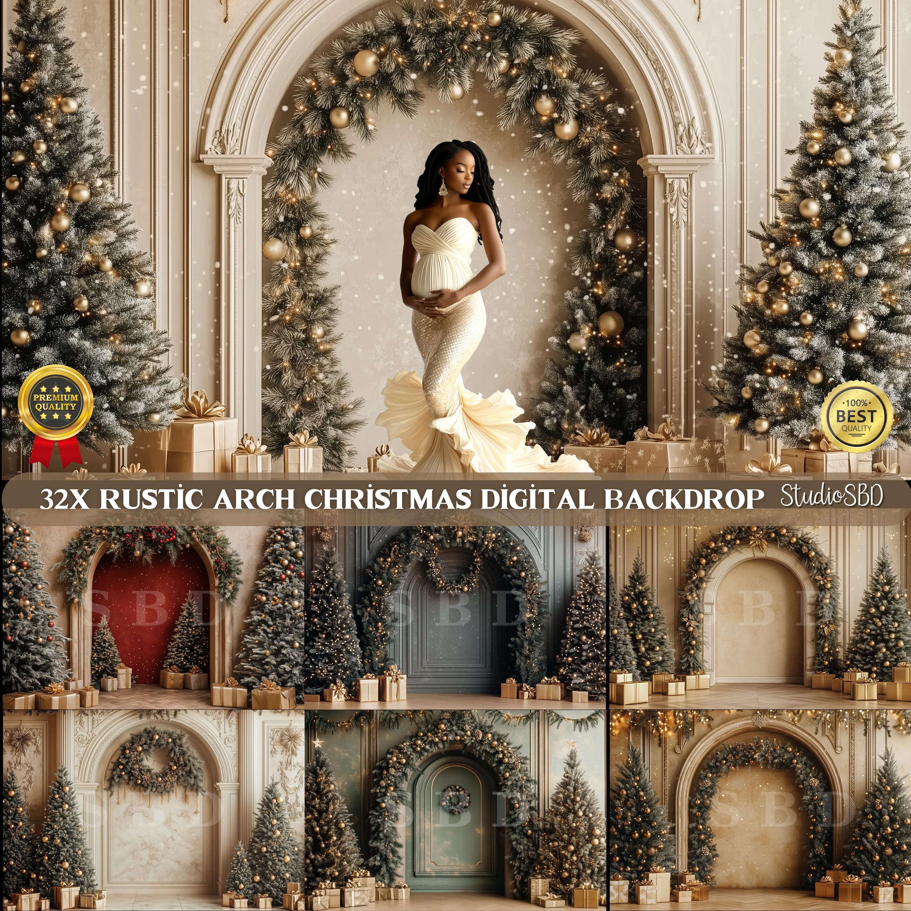 32x Rustic Arch Digital Backdrops, Maternity Backdrop Overlays, Studio ...