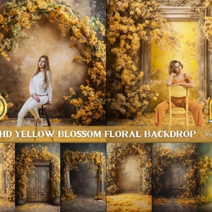 13x HD Yellow Blossom Floral Backdrops, Fine Art Textures, Floral ...