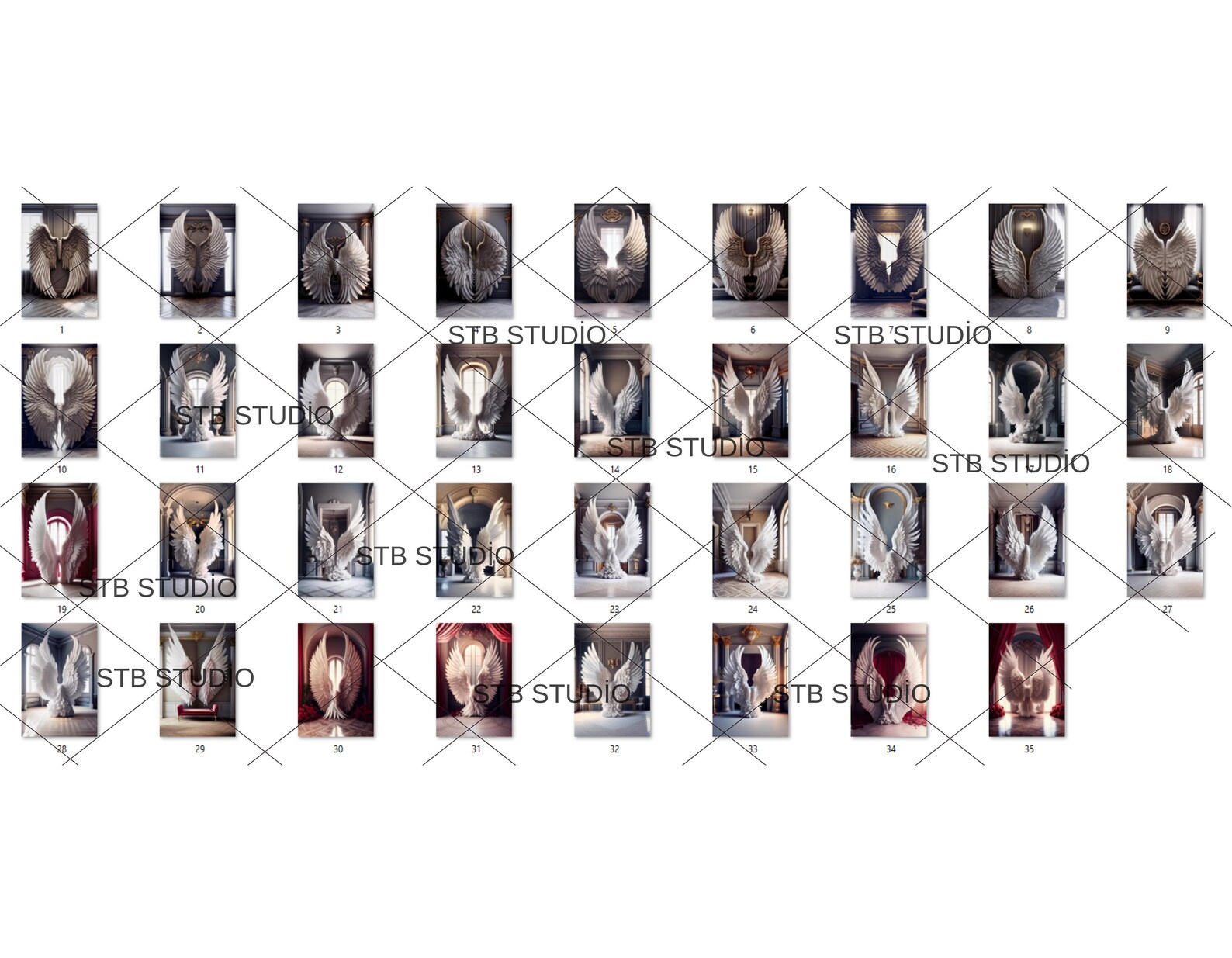 35x HD White Angel Wing Backdrop Overlays, Angel Wings Digital ...