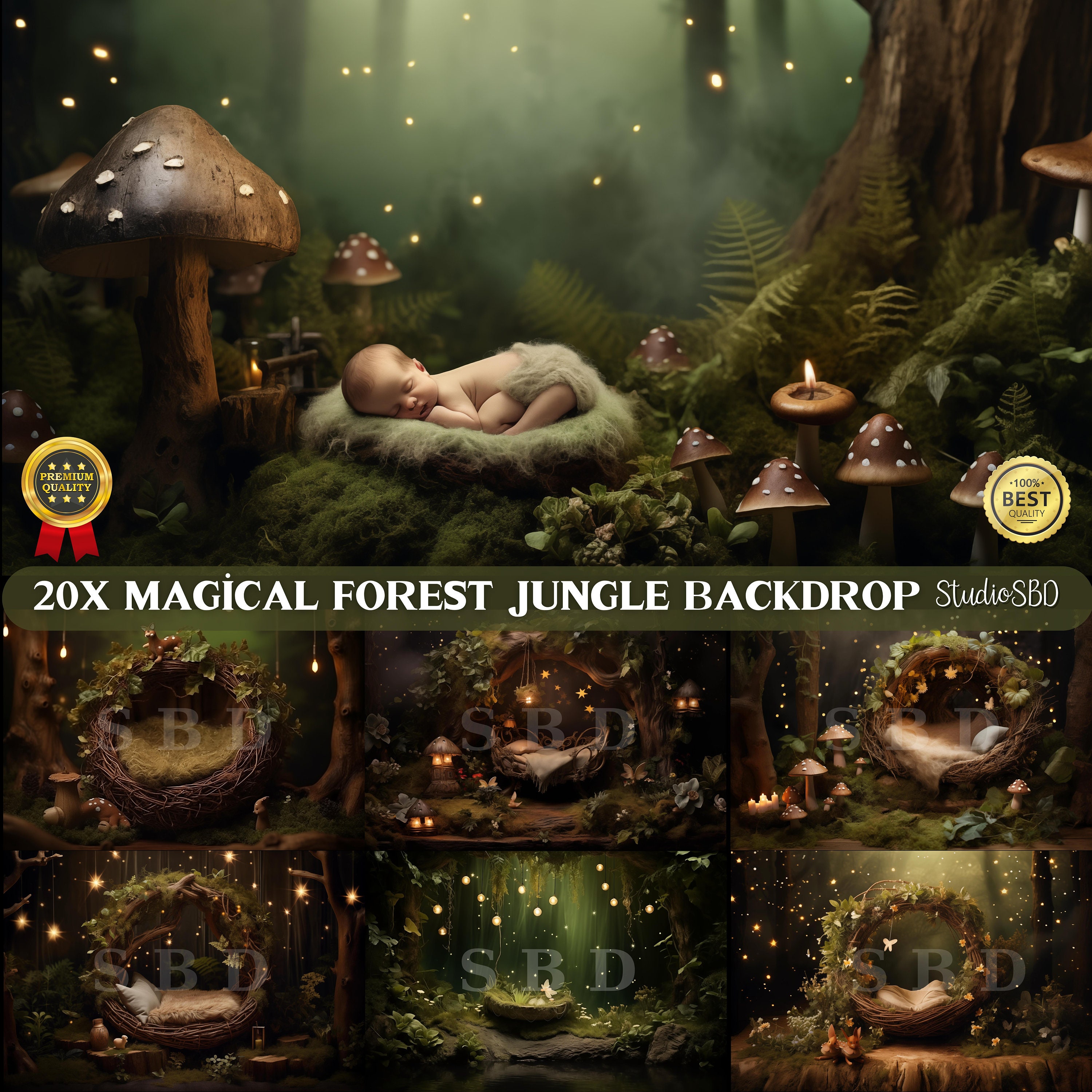 20x Magical Forest Tropical Jungle Backdrop, Newborn Photography Prop ...