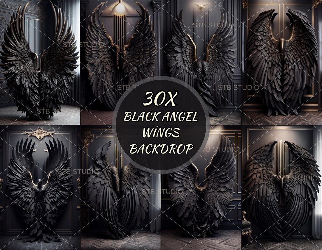 Dark Angel Wings Backdrop Overlays: Fine Art Textures (digital Download ...