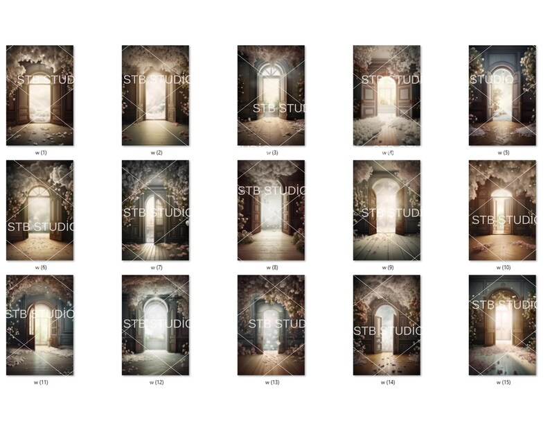15X HD White Mysterious Door Digital Backdrops, Fine Art Textures ...