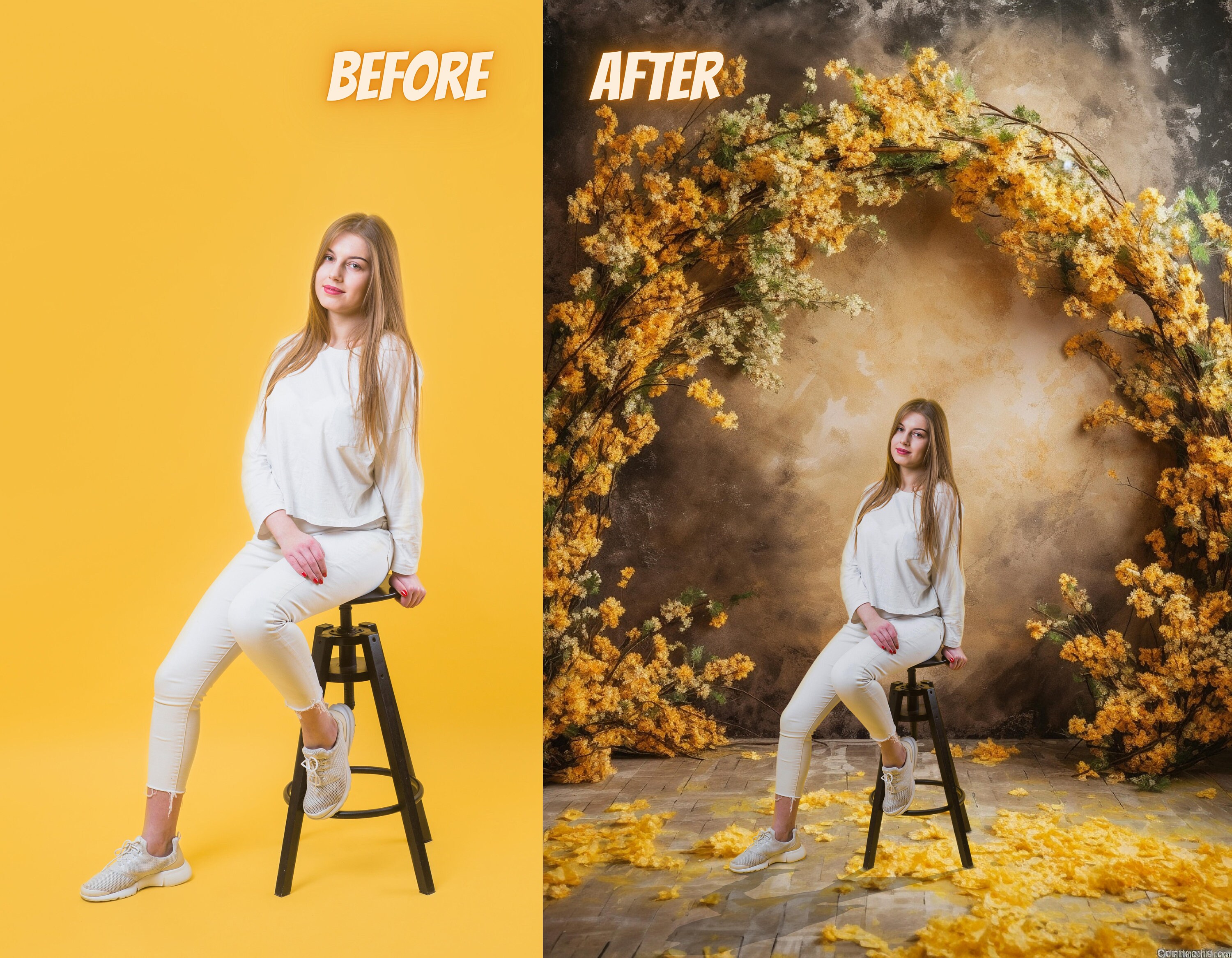 13x HD Yellow Blossom Floral Backdrops, Fine Art Textures, Floral ...