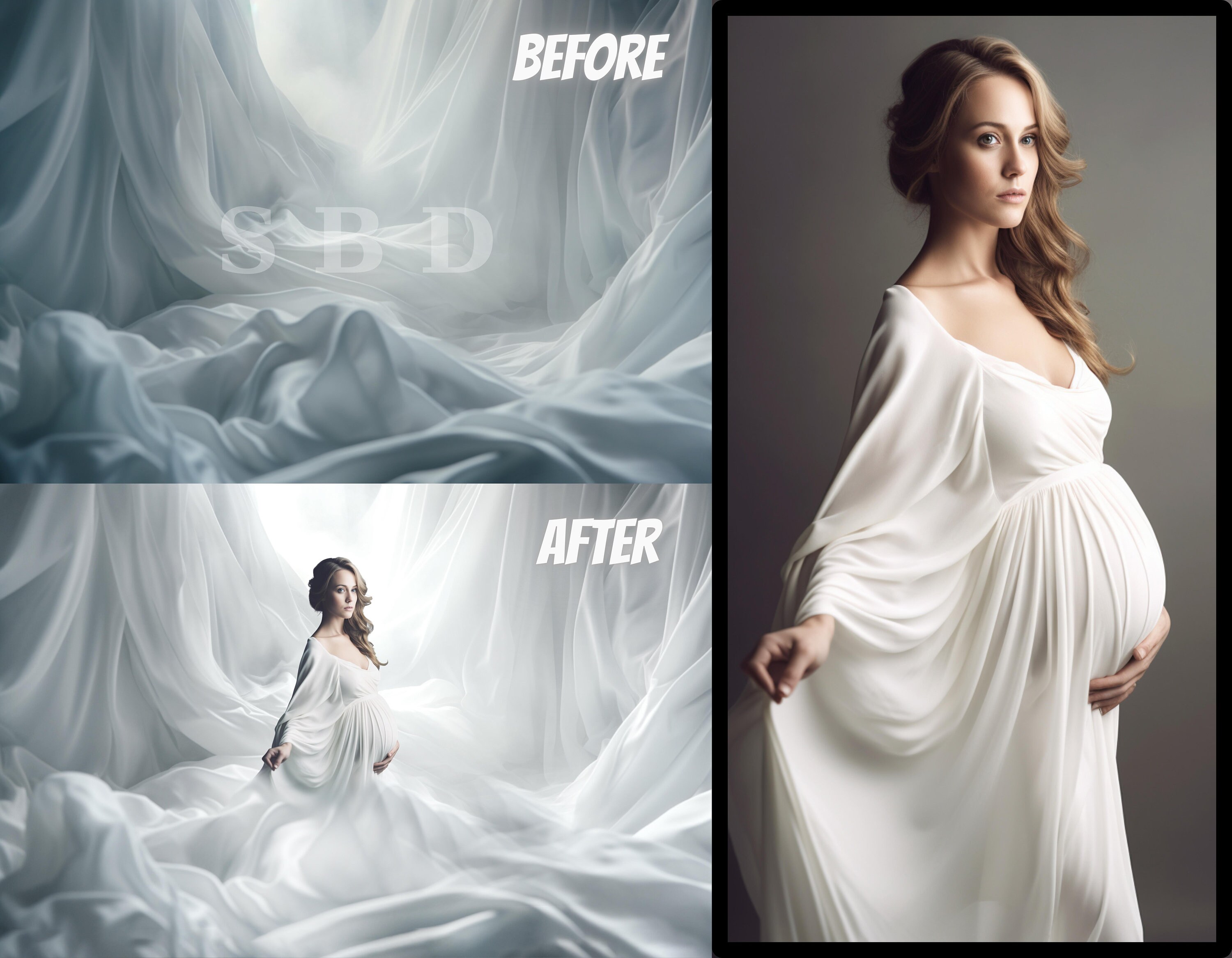14X White Flowy Fabric Backdrop Overlays, Silk Digital Backdrops ...