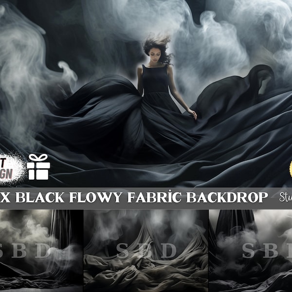 Black Flowy Fabric - Etsy