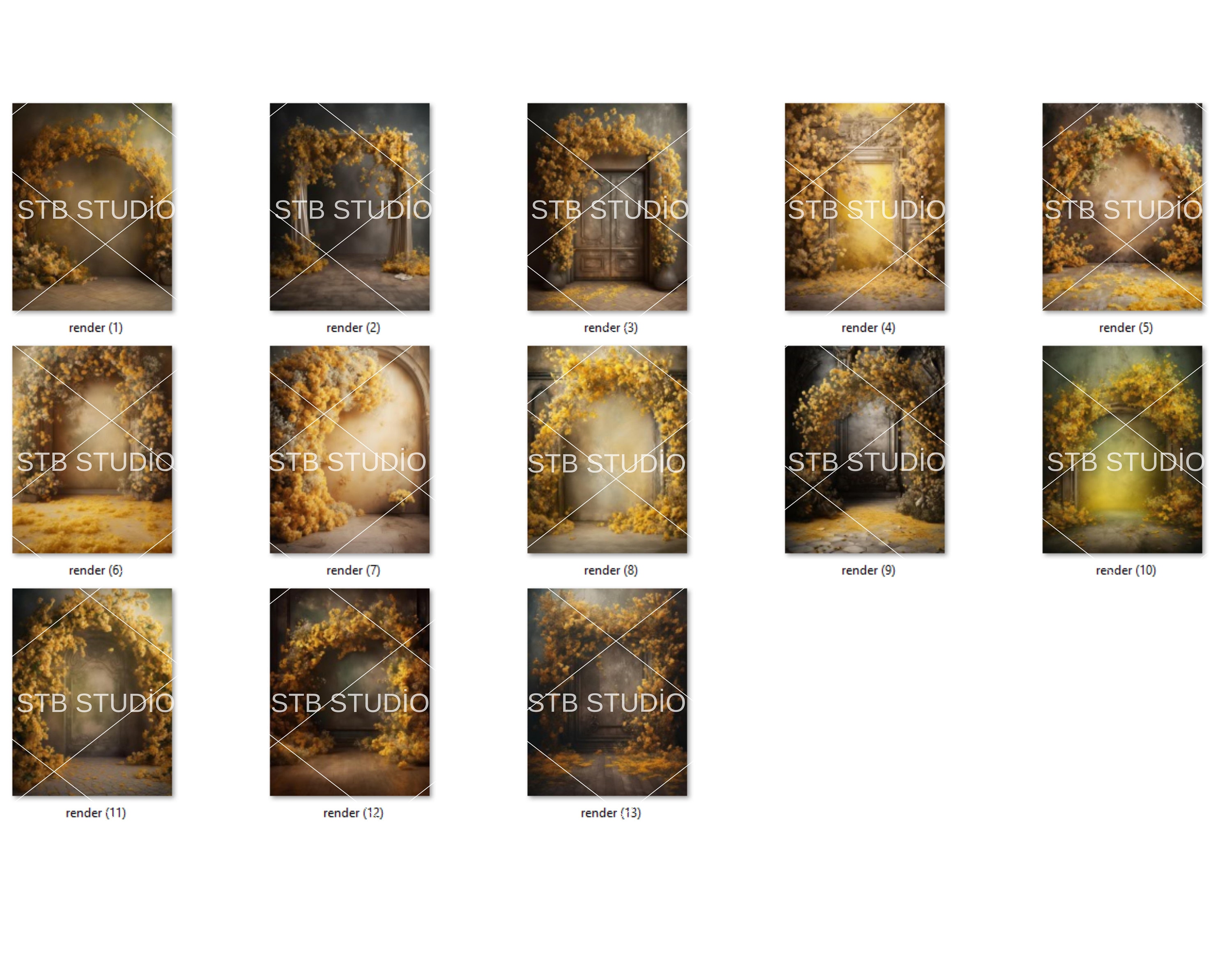 13x HD Yellow Blossom Floral Backdrops, Fine Art Textures, Floral ...