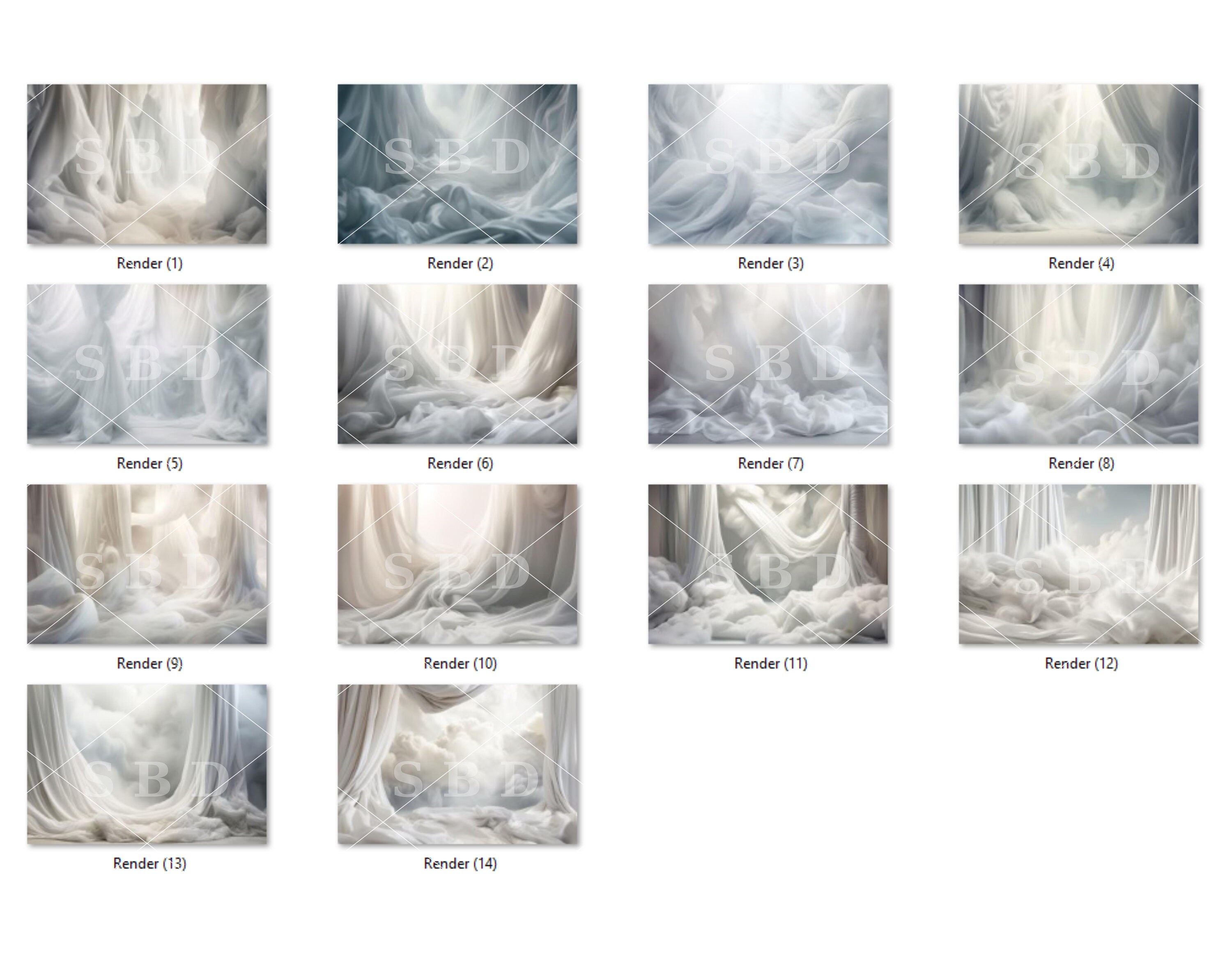 14X White Flowy Fabric Backdrop Overlays, Silk Digital Backdrops ...