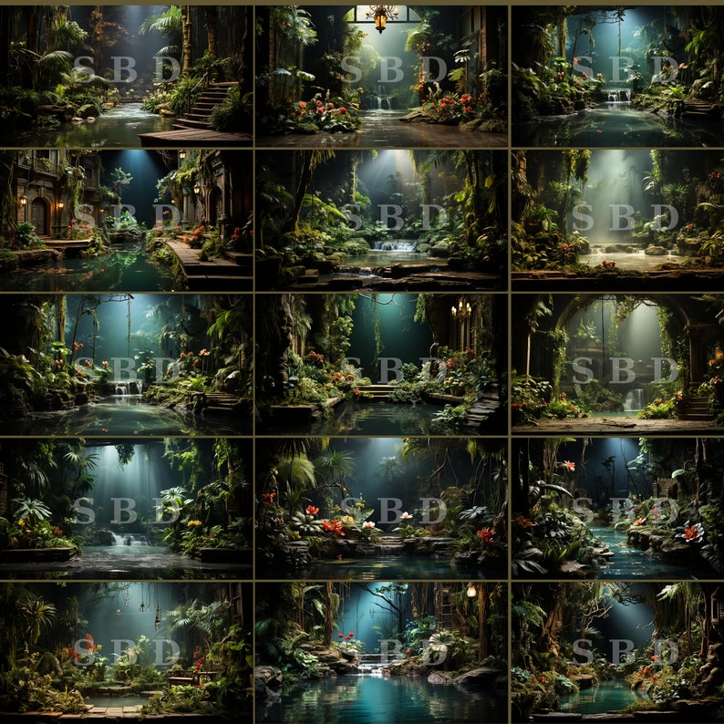 26x Tropical Jungle With Waterfall Backdrop, Maternity Backdrop ...