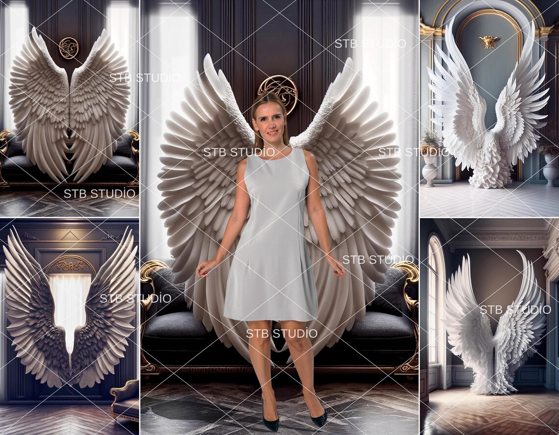35x HD White Angel Wing Backdrop Overlays, Angel Wings Digital ...