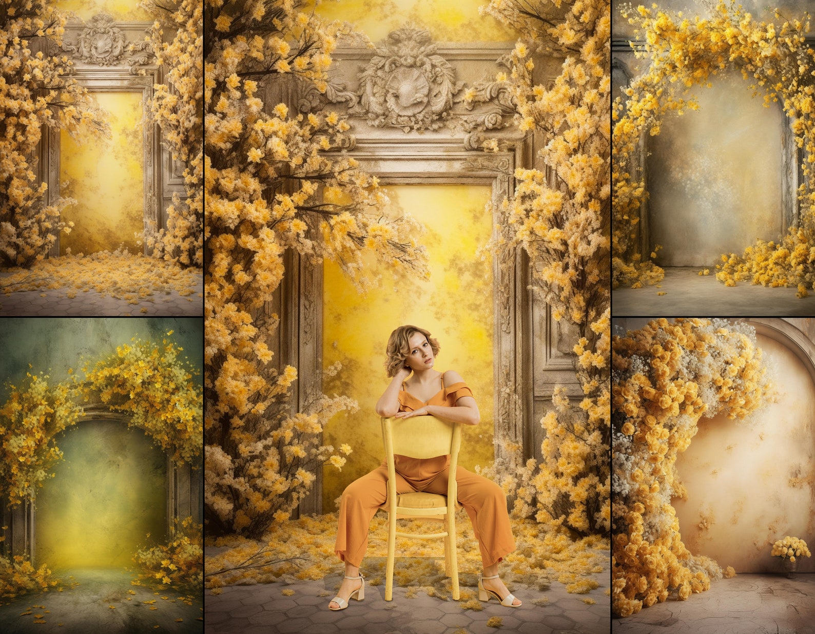 13x HD Yellow Blossom Floral Backdrops, Fine Art Textures, Floral ...