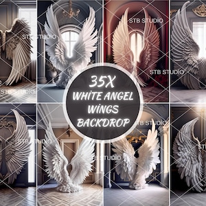 35x HD White Angel Wing Backdrop Overlays, Angel Wings Digital ...