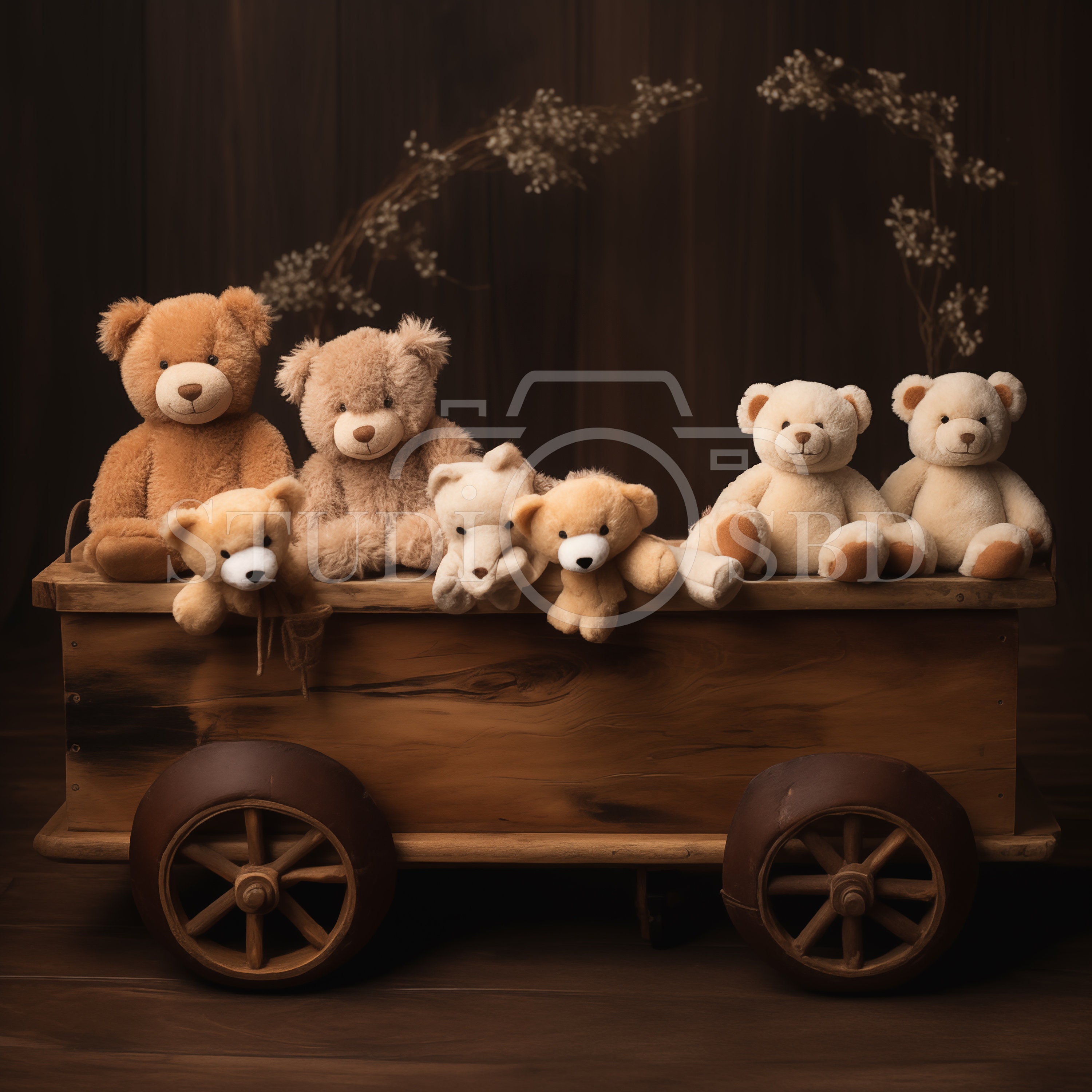 Digital Wooden Train With Teddy Bears Newborn Digital - Etsy