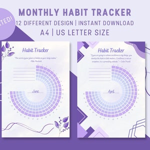 Digital Habit Tracker Printable PDF in Sizes A4 and US Letter Purple ...