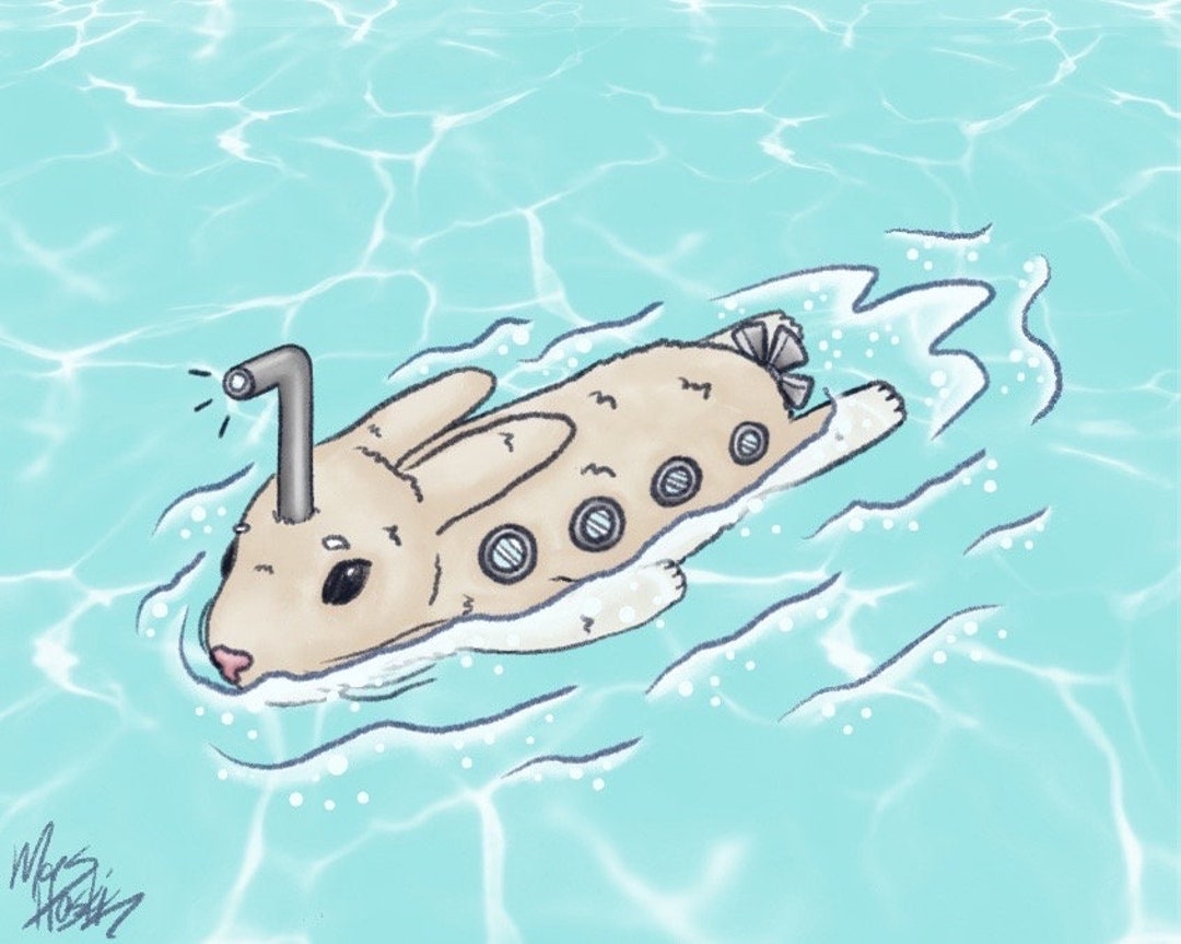 Submarine Bunny Signed Digital Art Print - Etsy