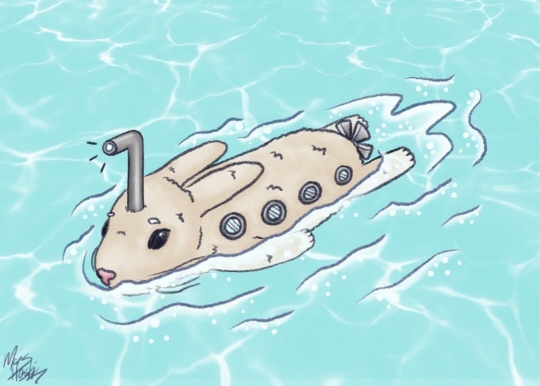 Submarine Bunny Signed Digital Art Print - Etsy
