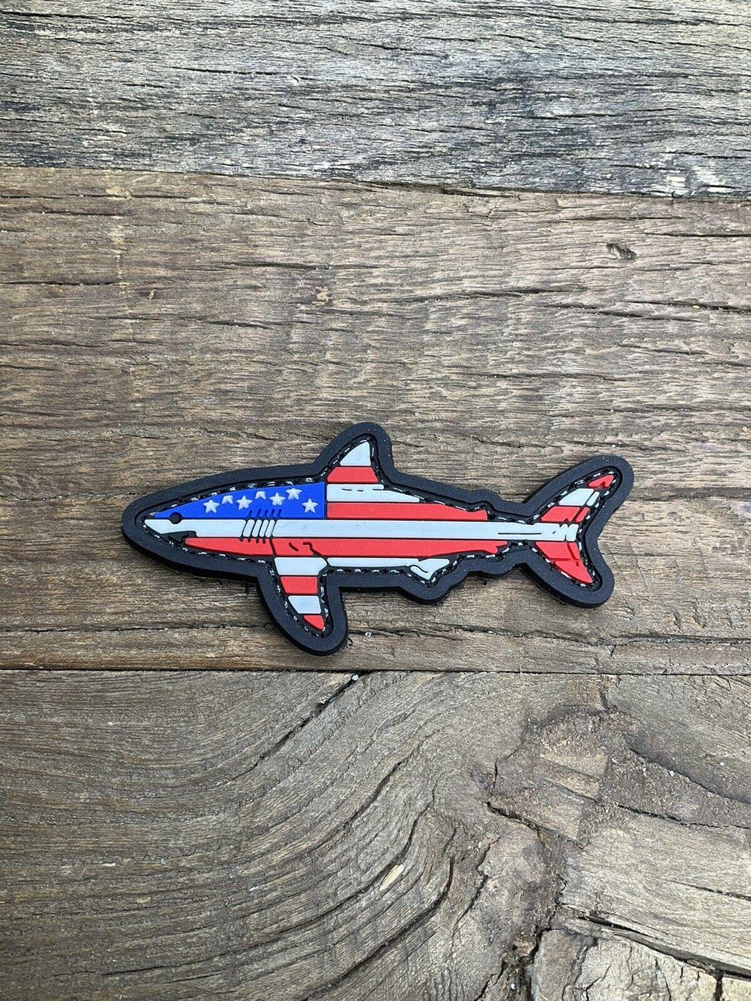 Patch PVC Tactical Morale HOOK-3D PVC Shark American Flag Great White ...
