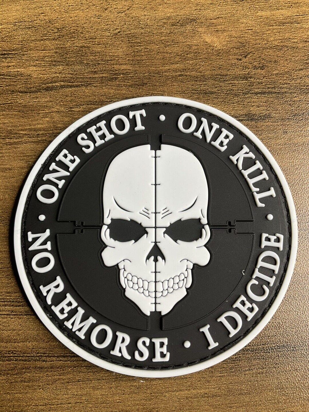 One Shot One Kill No Remorse PVC Tactical Dark hook-3d PVC Rubber ...