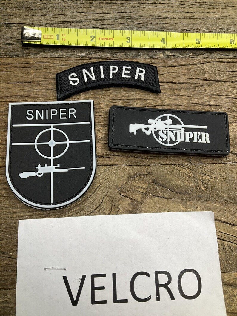 2 PVC Rubber Patch Hook Loop 1 Embroidered SNIPER Shooter Rifle - Etsy