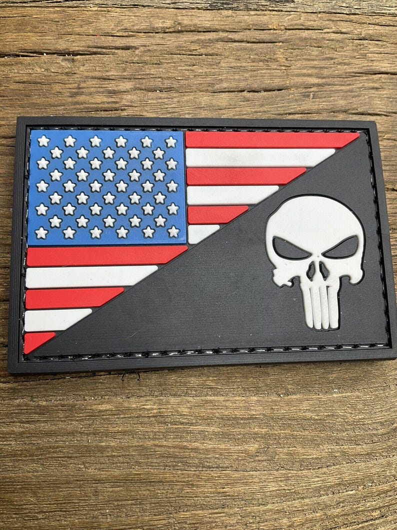Patch PVC Tactical Morale HOOK-3D American Flag Punisher Skull - Etsy