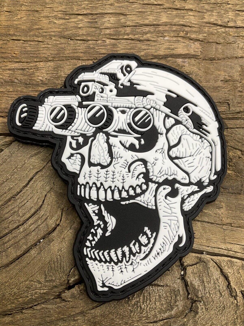 Patch PVC HOOK-3D Skelton Skull Night Vision Maines Army Navy Glow in ...