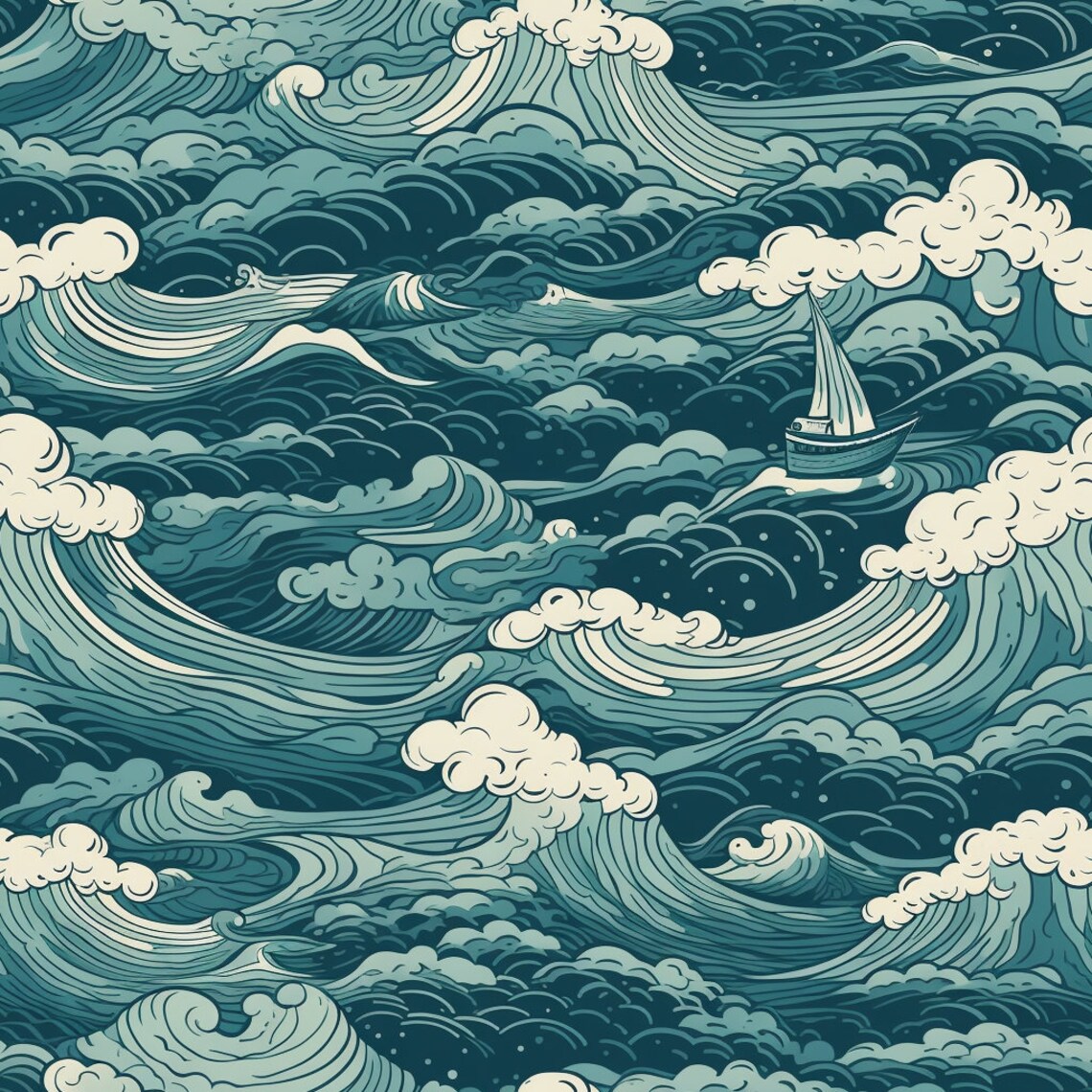 5 Pack of a Sea Waves Patterns - Etsy