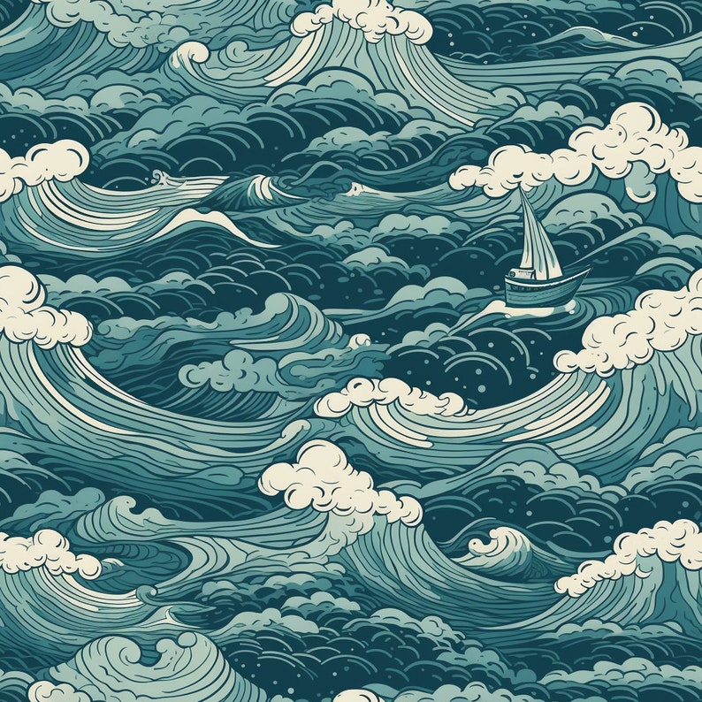 5 Pack of a Sea Waves Patterns - Etsy