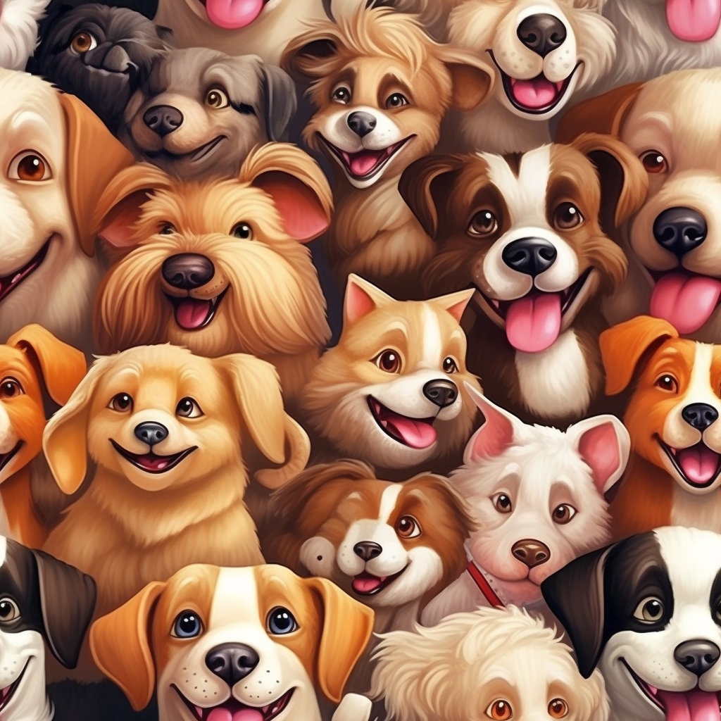 5 Pack of a Cute Dogs Smiling Happy Patterns - Etsy