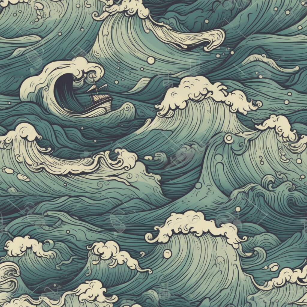 5 Pack of a Sea Waves Patterns - Etsy