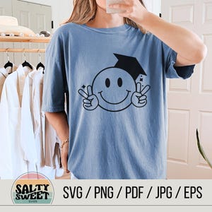 Grad SVG With Smiley Face - Digital Download, Cheerful Graduation ...
