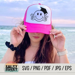 Grad SVG With Smiley Face - Digital Download, Cheerful Graduation ...