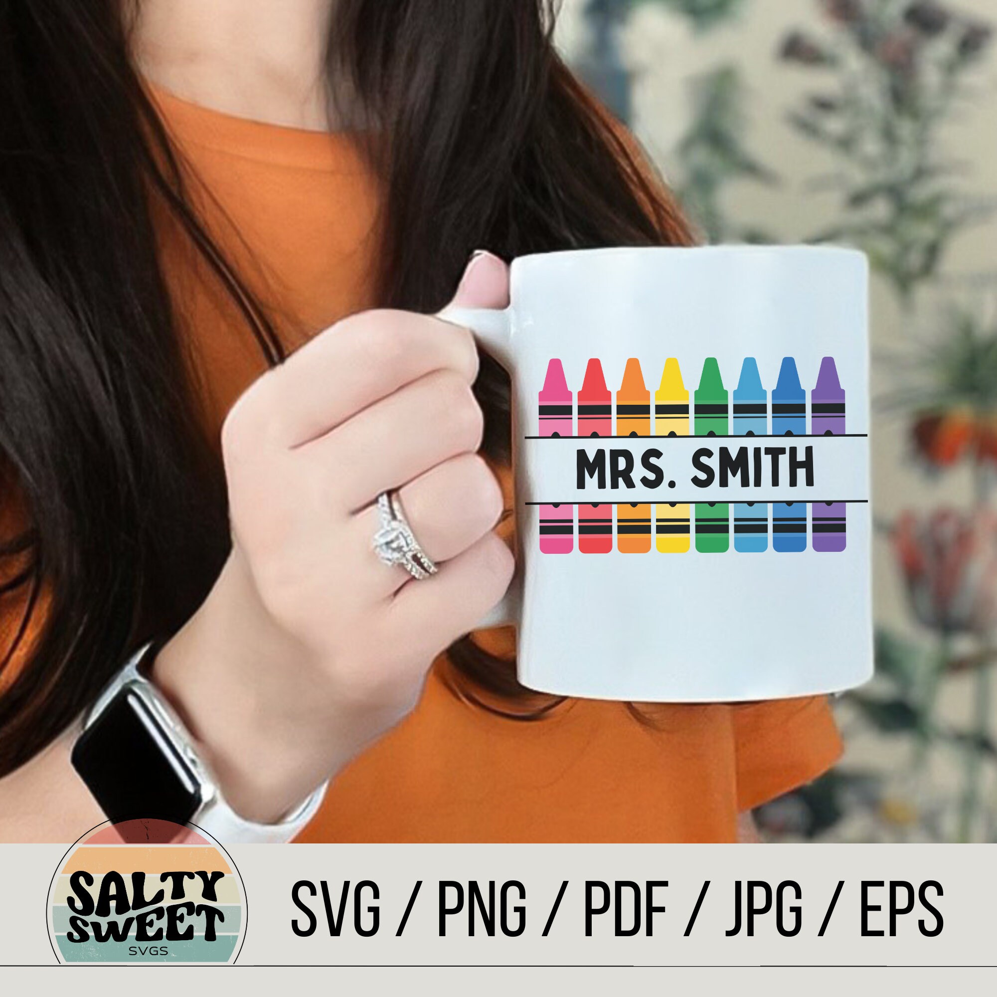 Split Crayon Monogram SVG for Teachers, Customizable Teacher ...