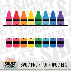 Split Crayon Monogram SVG for Teachers, Customizable Teacher ...