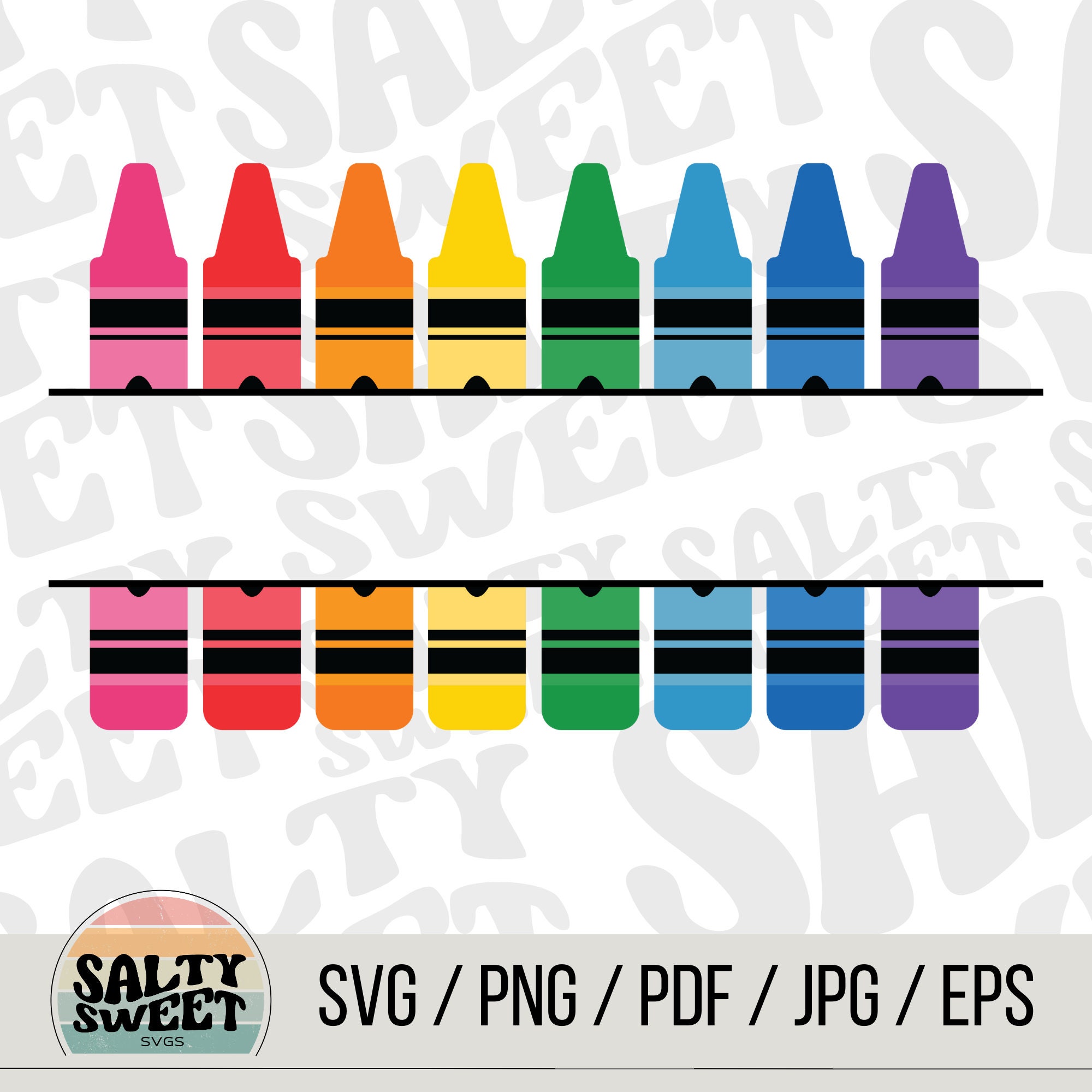 Split Crayon Monogram SVG for Teachers, Customizable Teacher ...