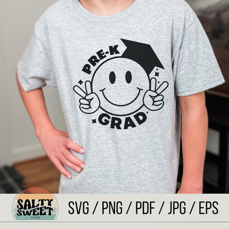 Pre-k Grad SVG With Smiley Face - Digital Download, Cheerful Graduation ...