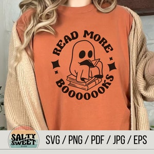 Ghostly Reader SVG Read More Boooooooks Design Instant Download - Etsy