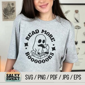 Ghostly Reader SVG Read More Boooooooks Design Instant Download - Etsy