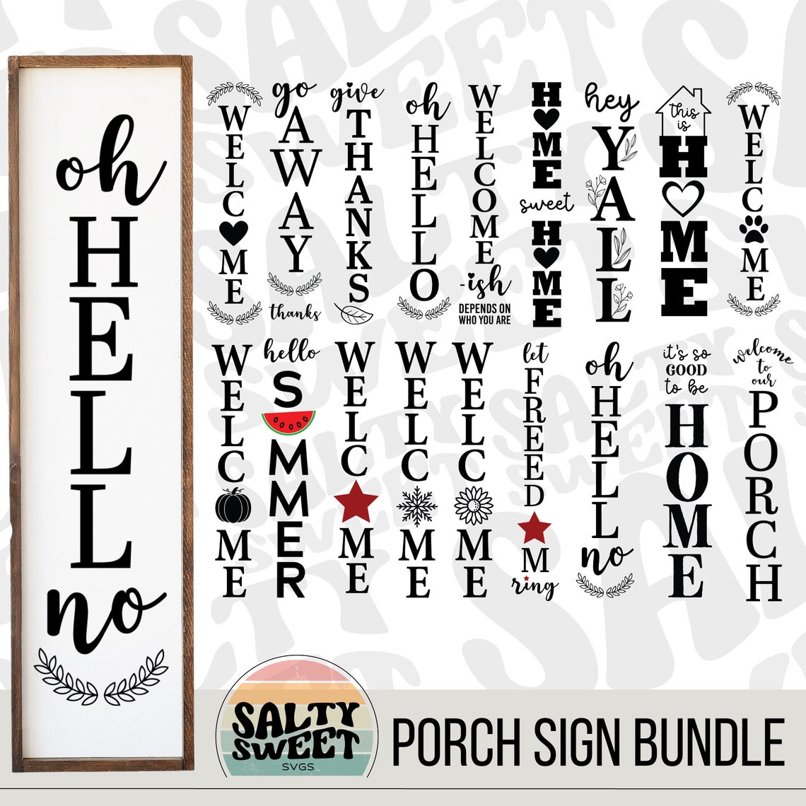 Porch Welcome Signs SVG Bundle Customizable Home Decor, Summer Porch ...