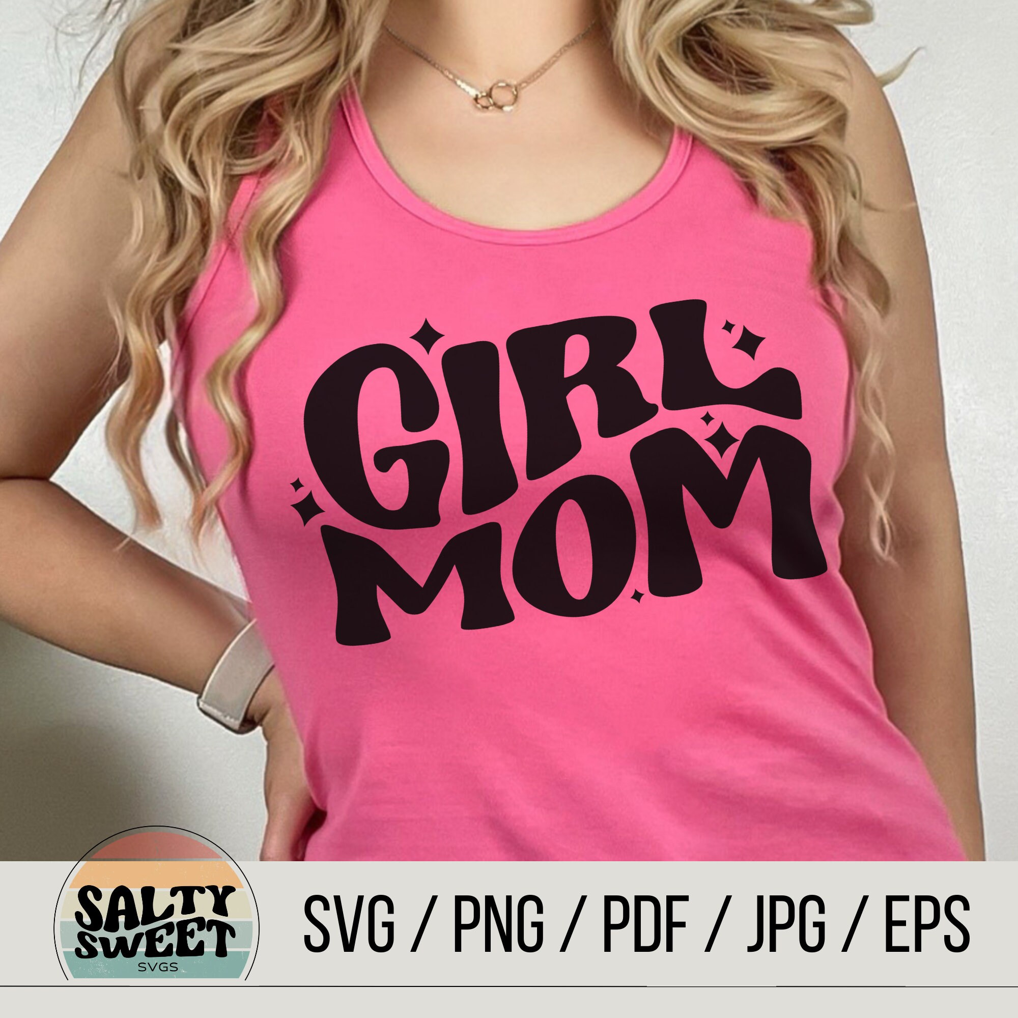 Girl Mom SVG Retro Wavy Font Design Instant Download - Etsy