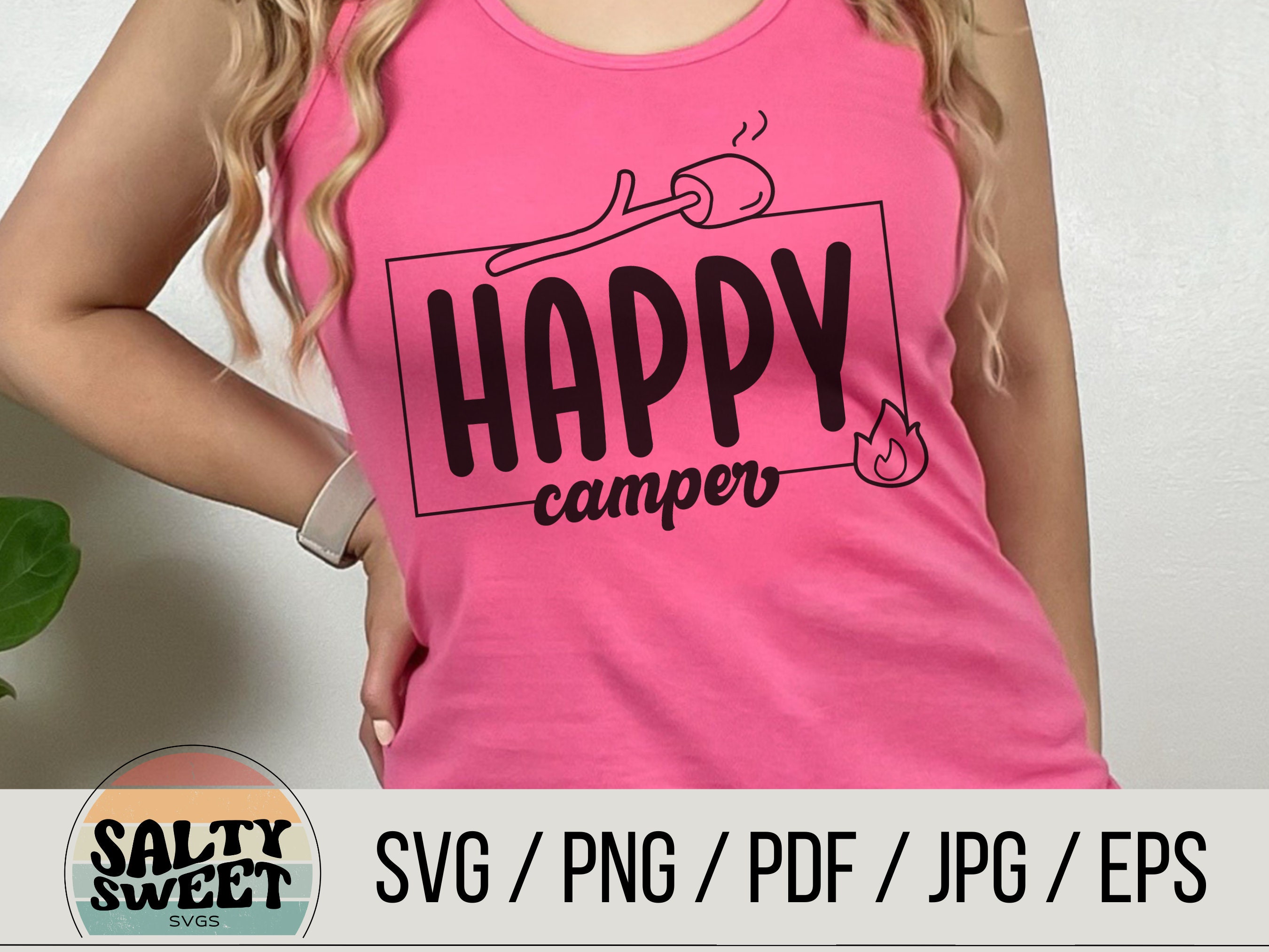 Happy Camper SVG, Camping Clipart, RV Cut File, Outdoor Adventure ...