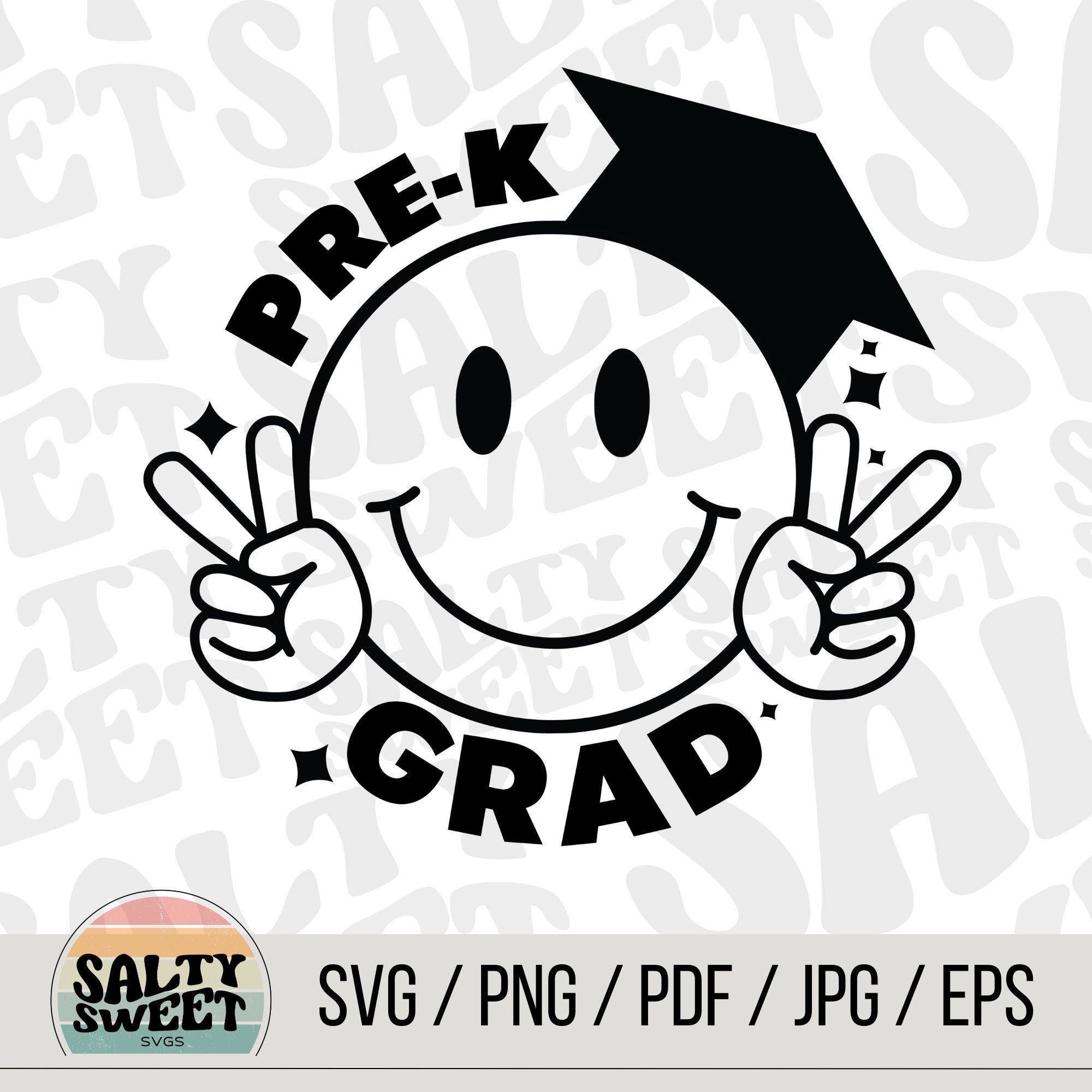 Pre-k Grad SVG With Smiley Face - Digital Download, Cheerful Graduation ...