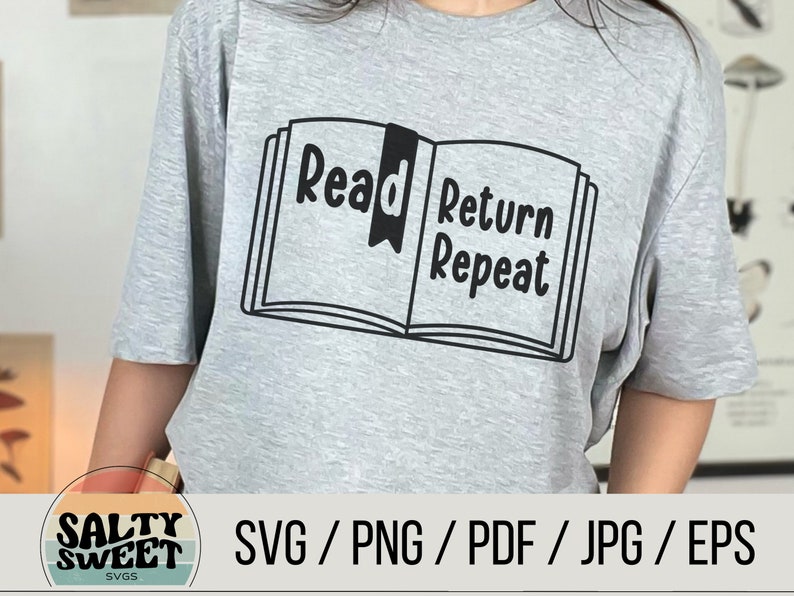 Read Return Repeat SVG Digital Download, Book Lover Gift, Reading ...