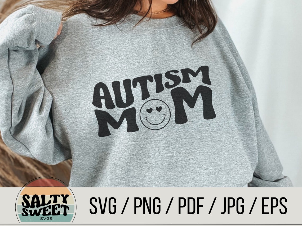 Autism Mom SVG Autism Acceptance Autism Mama Retro Wavy - Etsy