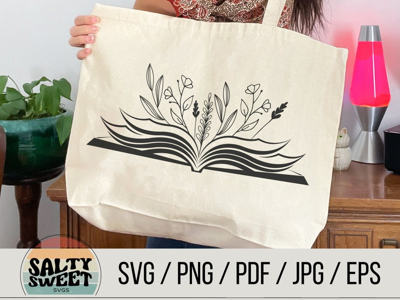 Book With Flowers SVG Digital Download Floral Book Lover - Etsy
